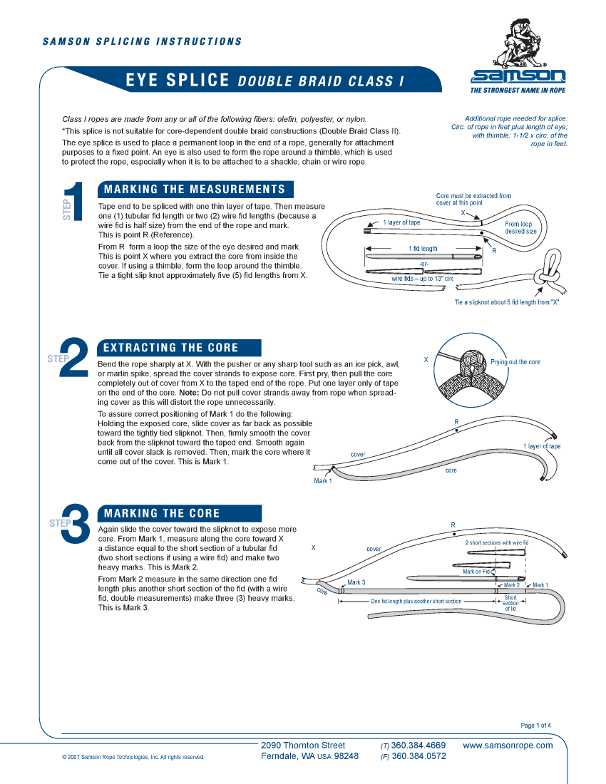 Eye Splice For Class 1, Double Braid Ropes